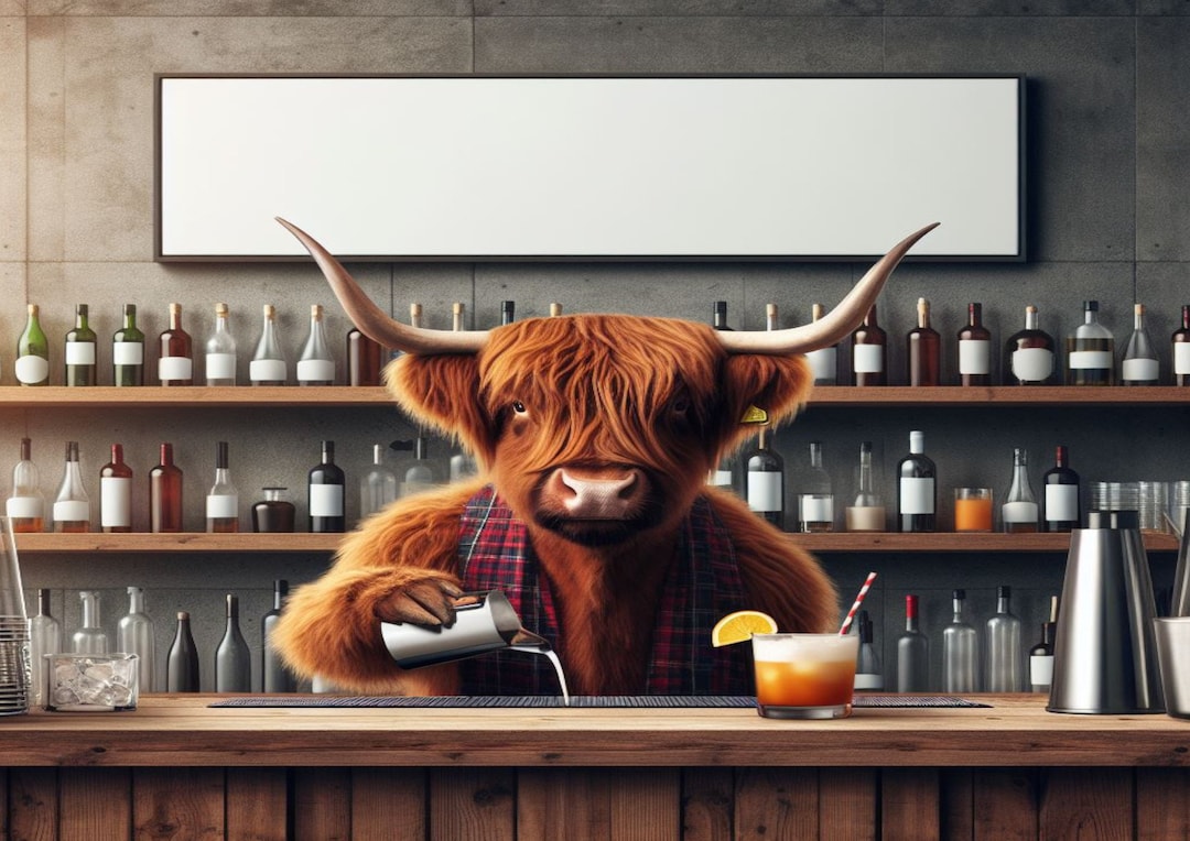 Digital File Highland Cow Bar Sign Sublimation - Etsy
