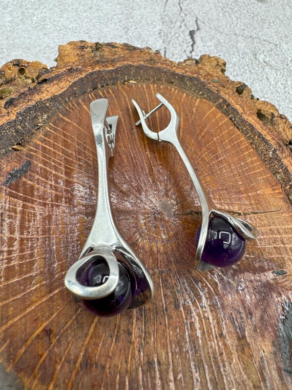 Silver earrings with amethyst by DANIEL VIOR OLABE 92… - Gem