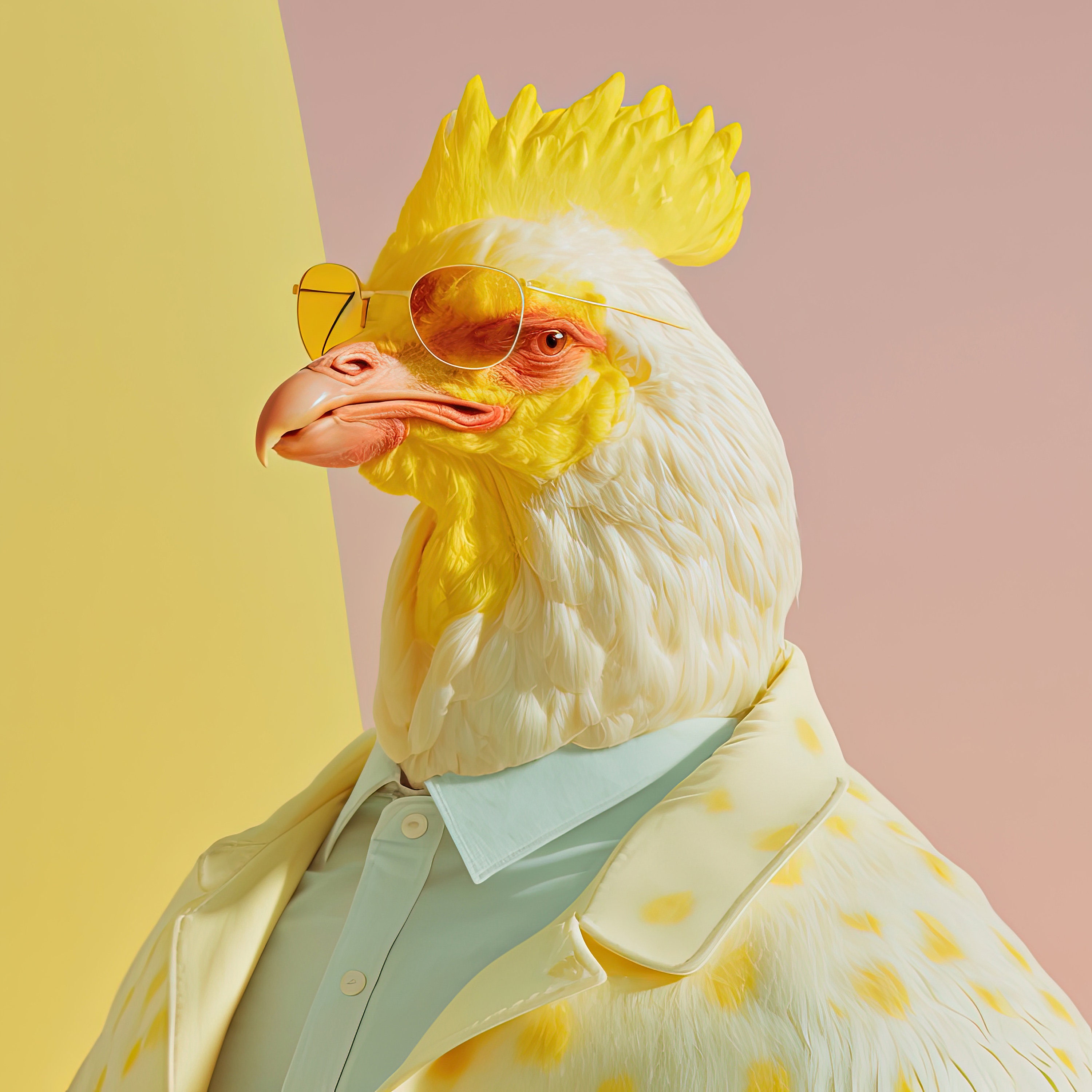 Yellow Rooster Photo, Bird Wall Art, Animal Wall Decor, Stylish Bird ...