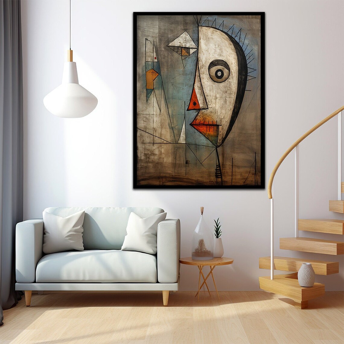 Cubism Style Face Canvas Painting, Cubism Mask Wall Art, Cubism Style ...