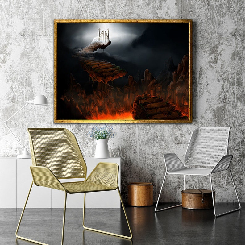 Heaven Gate Canvas, Hell Entrance Poster, Afterlife Painting ...