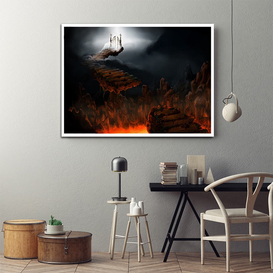 Heaven Gate Canvas, Hell Entrance Poster, Afterlife Painting ...