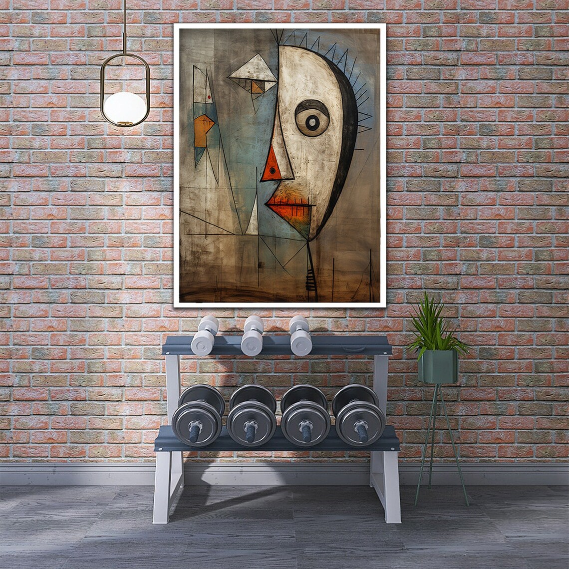 Cubism Style Face Canvas Painting, Cubism Mask Wall Art, Cubism Style ...
