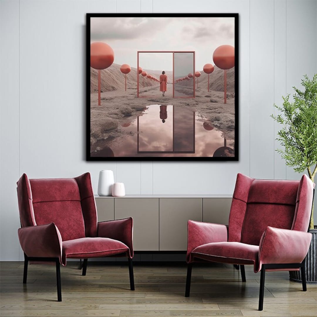 Pink Lady Wall Art Fantasy Art Decor Desert Road Painting - Etsy