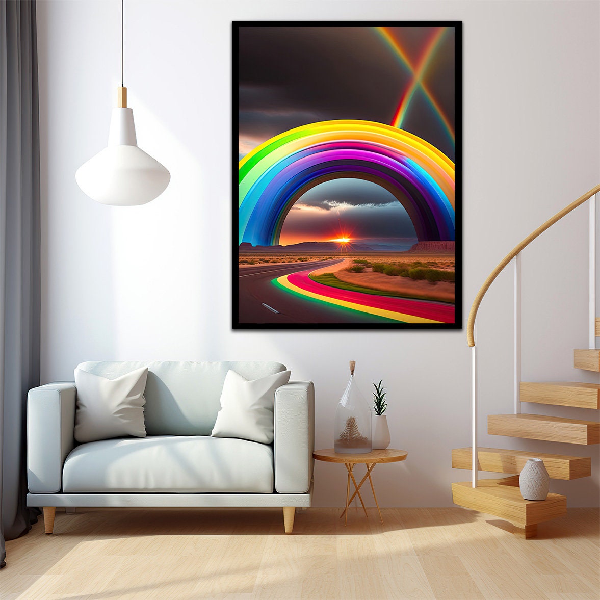 Rainbow Canvas Painting, Rainbow Wall Art, Rainbow Painting, Rainbow ...