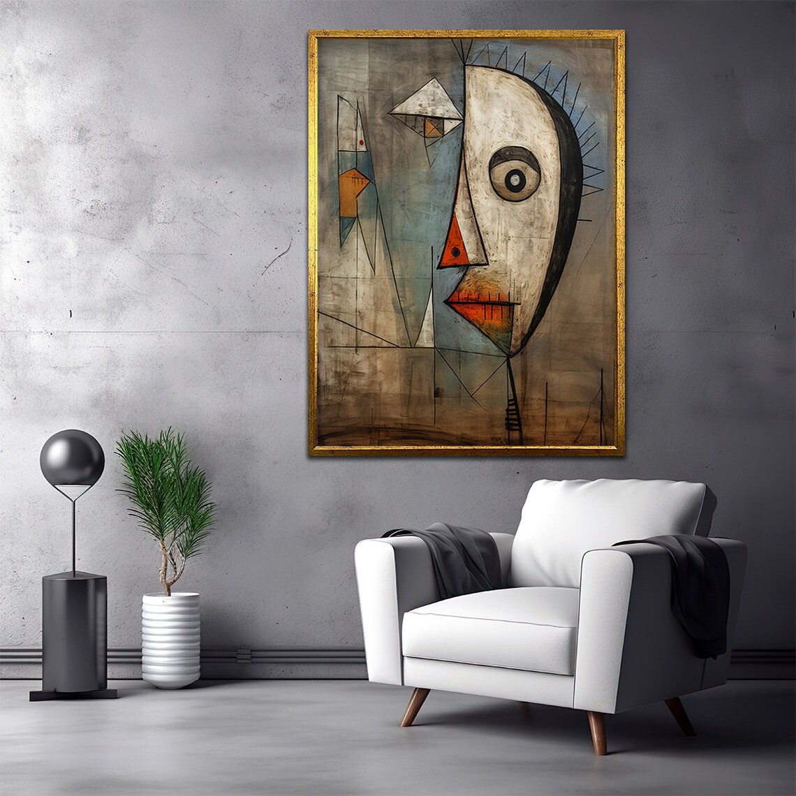 Cubism Style Face Canvas Painting, Cubism Mask Wall Art, Cubism Style ...