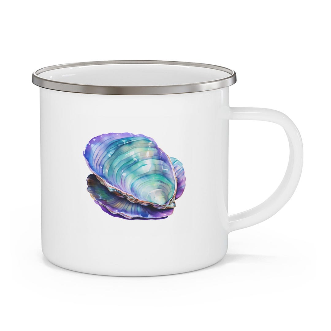 Abalone Shell Enamel Camping Mug Abalone Print Coffee Mug Seashell Mug ...