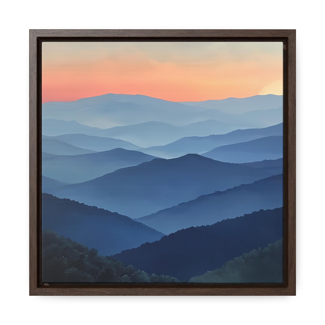 Blue Ridge Mountain Sunset Gallery Canvas Wraps Square Frame Wall Art ...