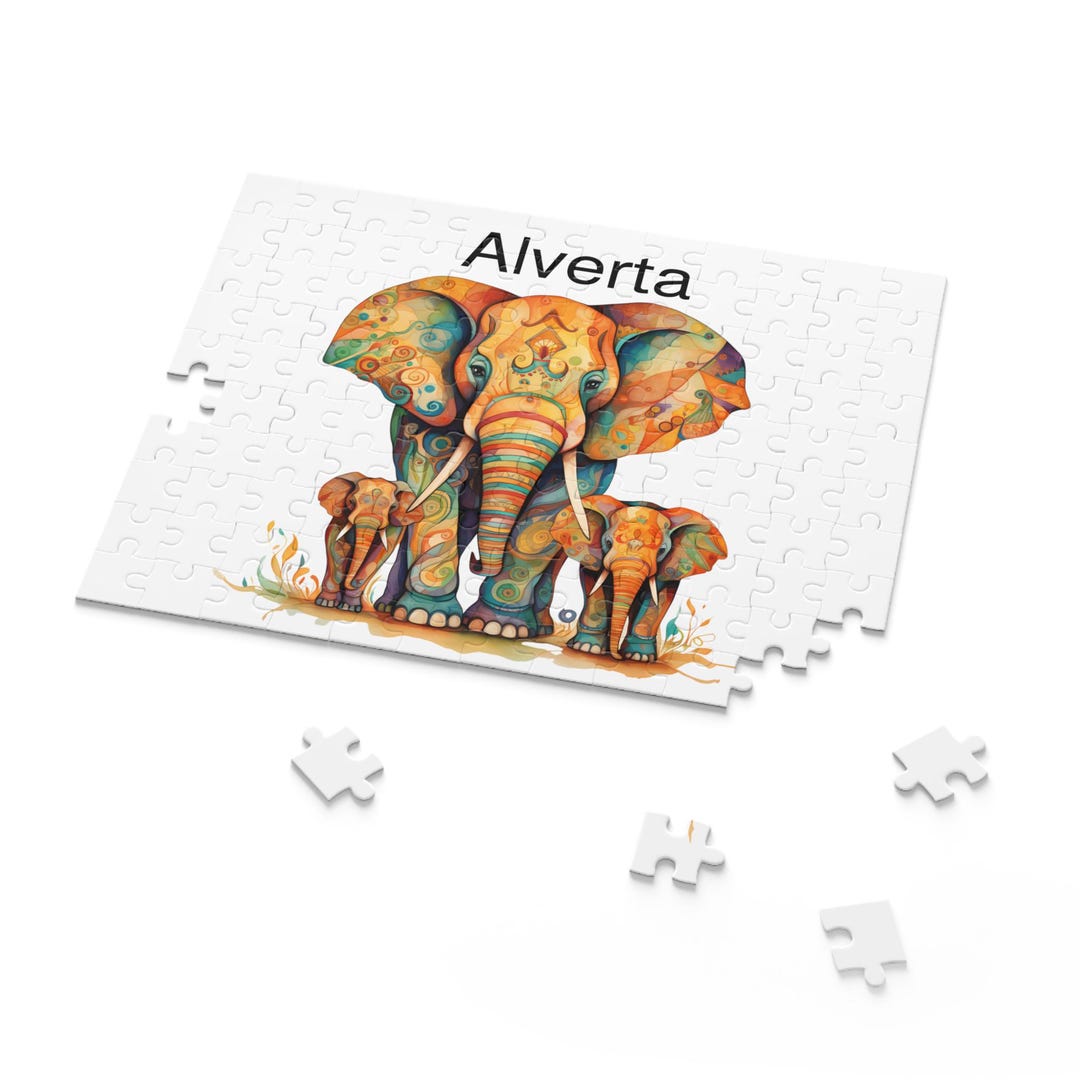 Personalized Artsy Elephant Puzzle, 120 Piece Puzzle, Momma Elephant ...