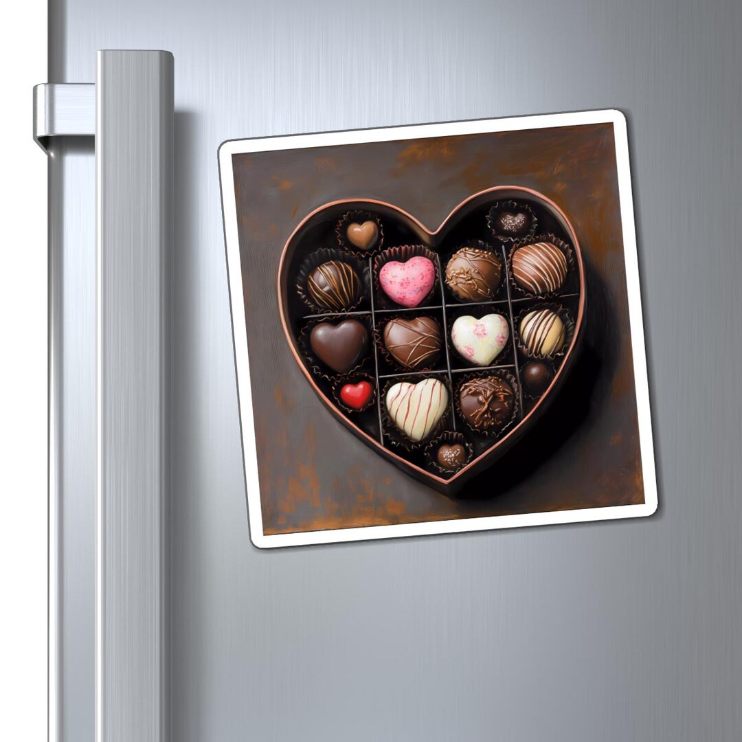 Valentine Magnet Heart Shaped Box of Chocolates Magnet Valentine Candy ...
