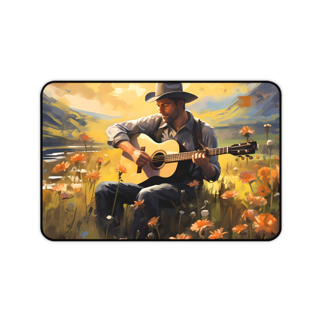 Cowboy With Guitar Desk Mat Cowboy Desk Mat Western Desk Mat Gift for ...