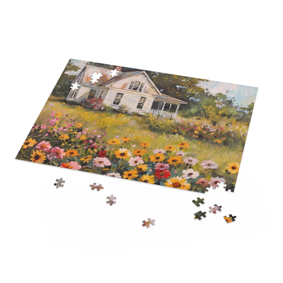 Farmhouse With Flowers Puzzle 500 Piece Puzzle Gift for Birthday ...