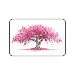 Cherry Blossom Watercolor Desk Mat Pink Magnolia Tree Desk Mat Cherry ...