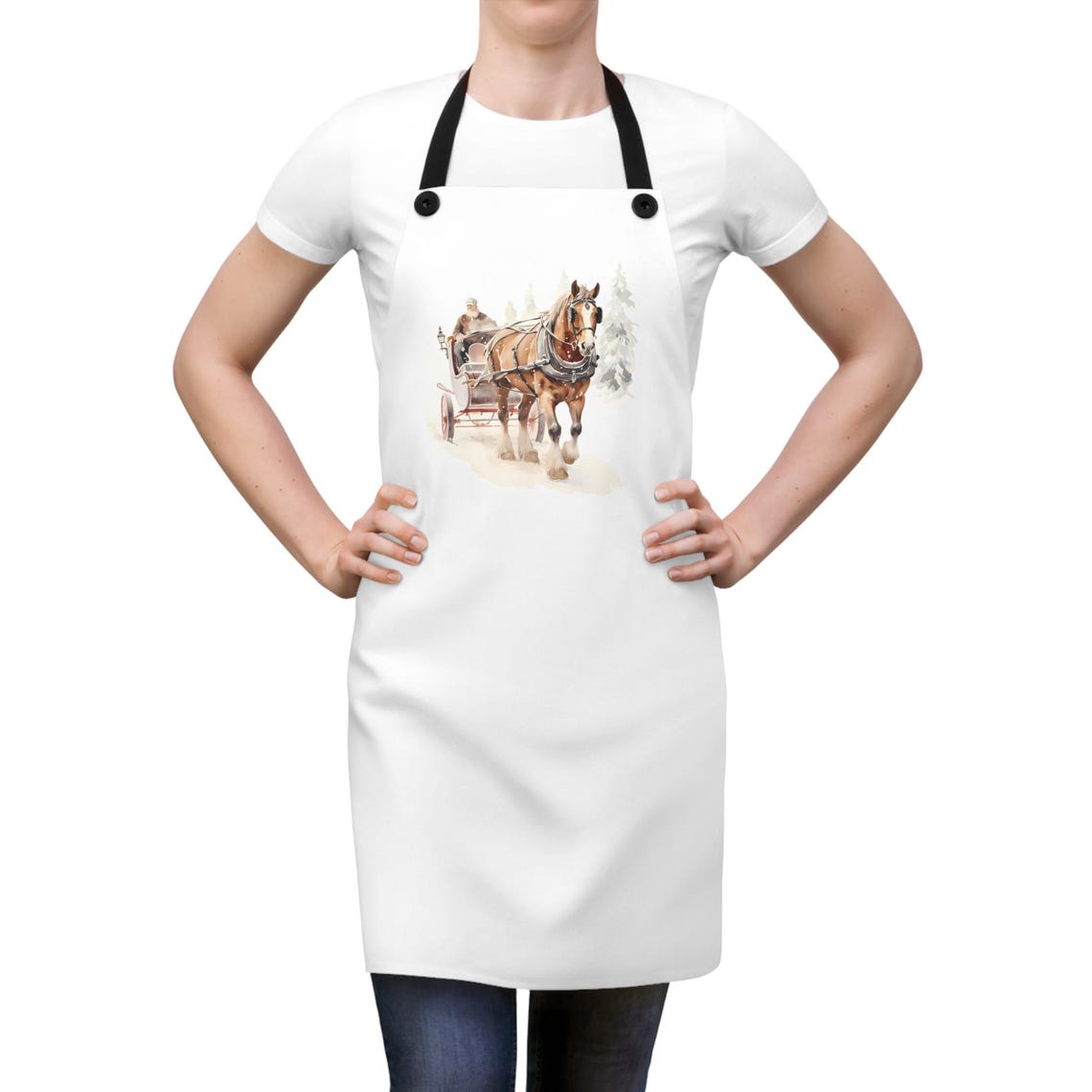 Horse Drawn Carriage Apron Christmas Apron Winter Apron for Man Gift ...