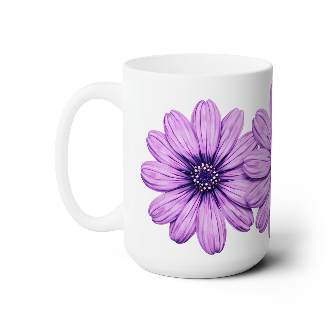 Purple African Daisy Ceramic Mug 15oz Purple Osteospermum Coffee Mug ...