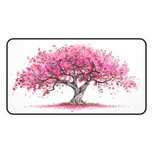 Cherry Blossom Watercolor Desk Mat Pink Magnolia Tree Desk Mat Cherry ...