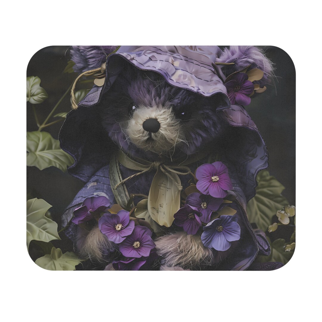Violet Floral Teddy Bear Mouse Pad Purple Floral Teddy Bear Mouse Pad ...
