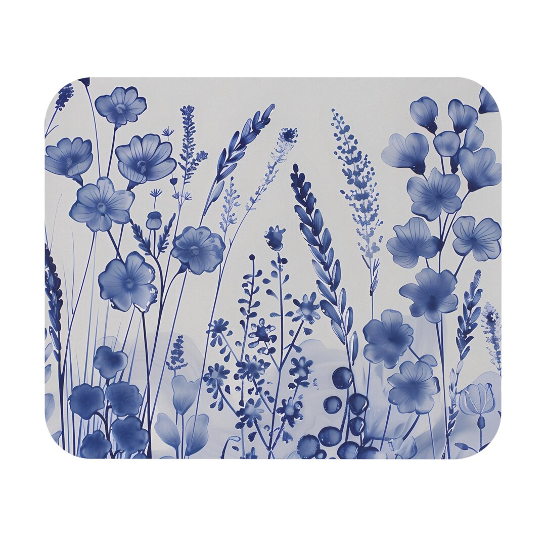 Blue Watercolor Wildflower Mouse Pad (rectangle) Blue Watercolor Mouse ...