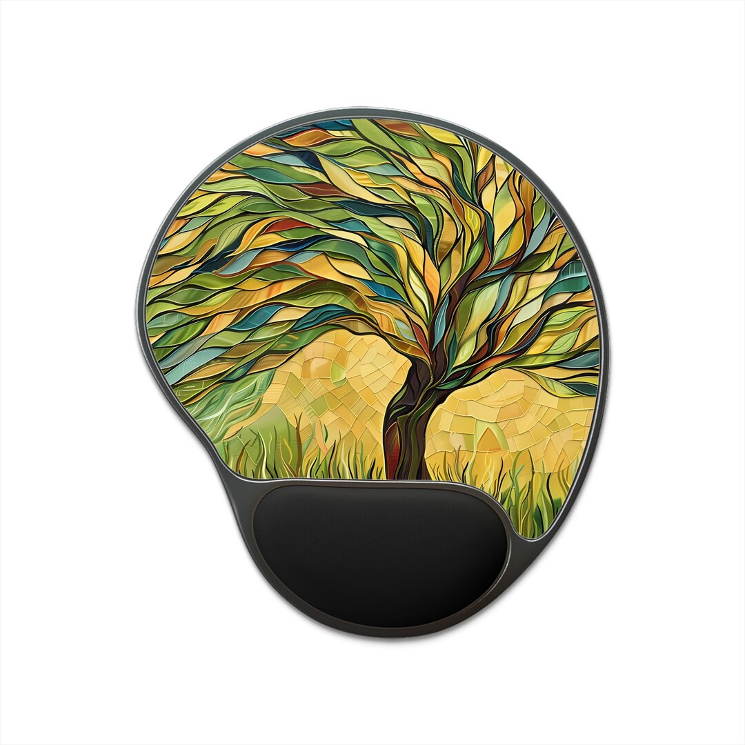 Artsy Tree Mouse Pad With Wrist Rest Autumn Tree Mouse Pad Fall Colors ...