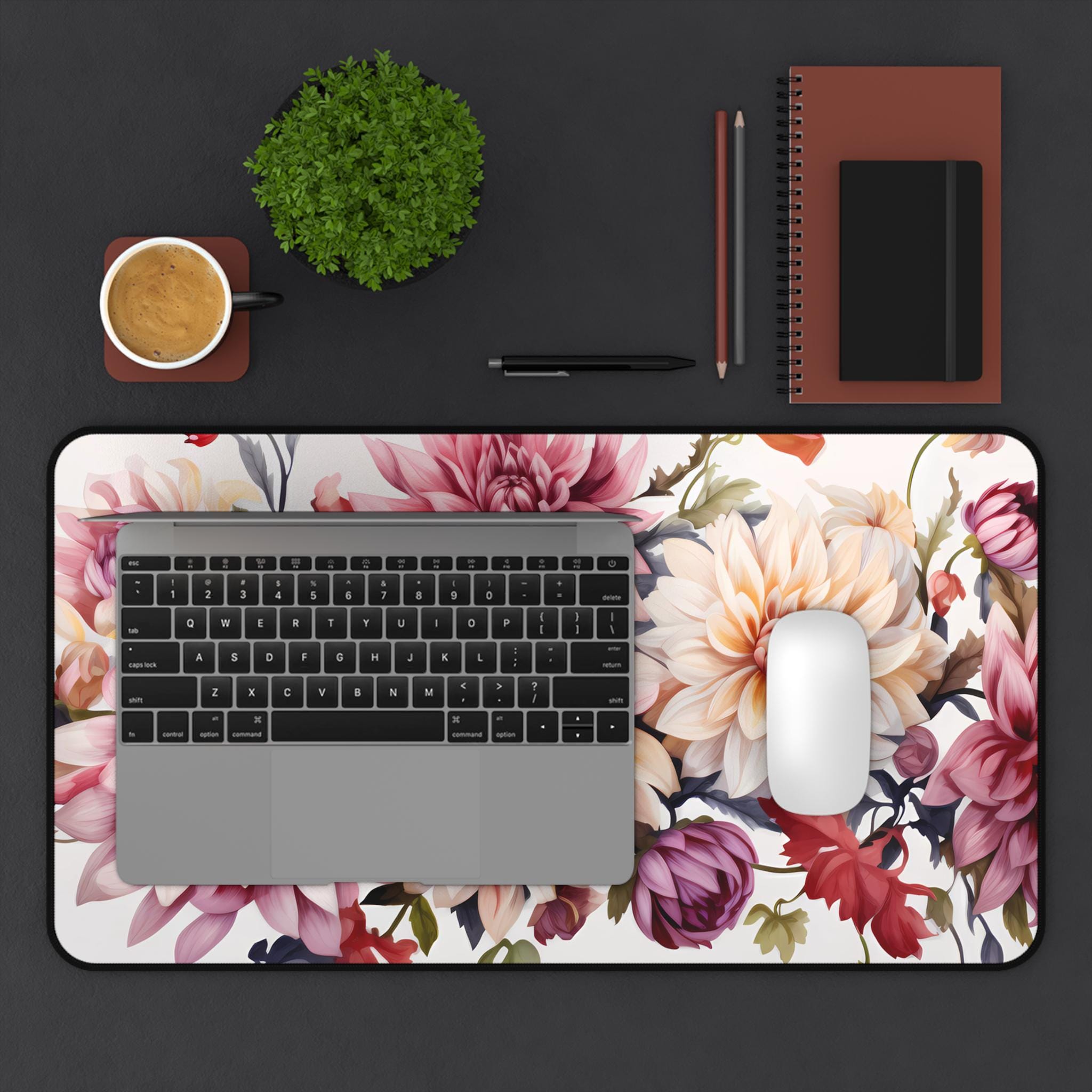 Dahlias Desk Mat Dahlia Lover Desk Mat Summer Floral Desk Mat Shades of ...