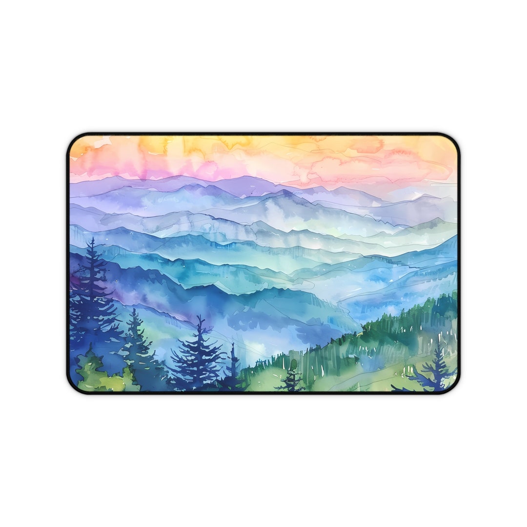 Blue Ridge Mountain Watercolor Desk Mat Blue Ridge Mountain Desk Mat ...