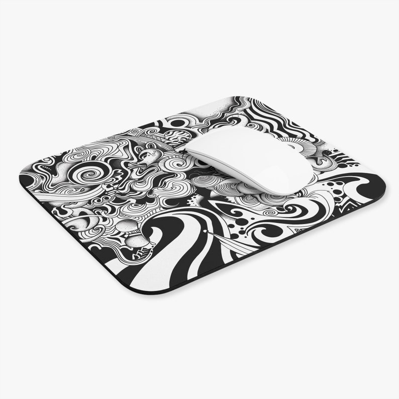 Black and White Doodle Art Mouse Pad, Black and White Mouse Pad, ]artsy ...
