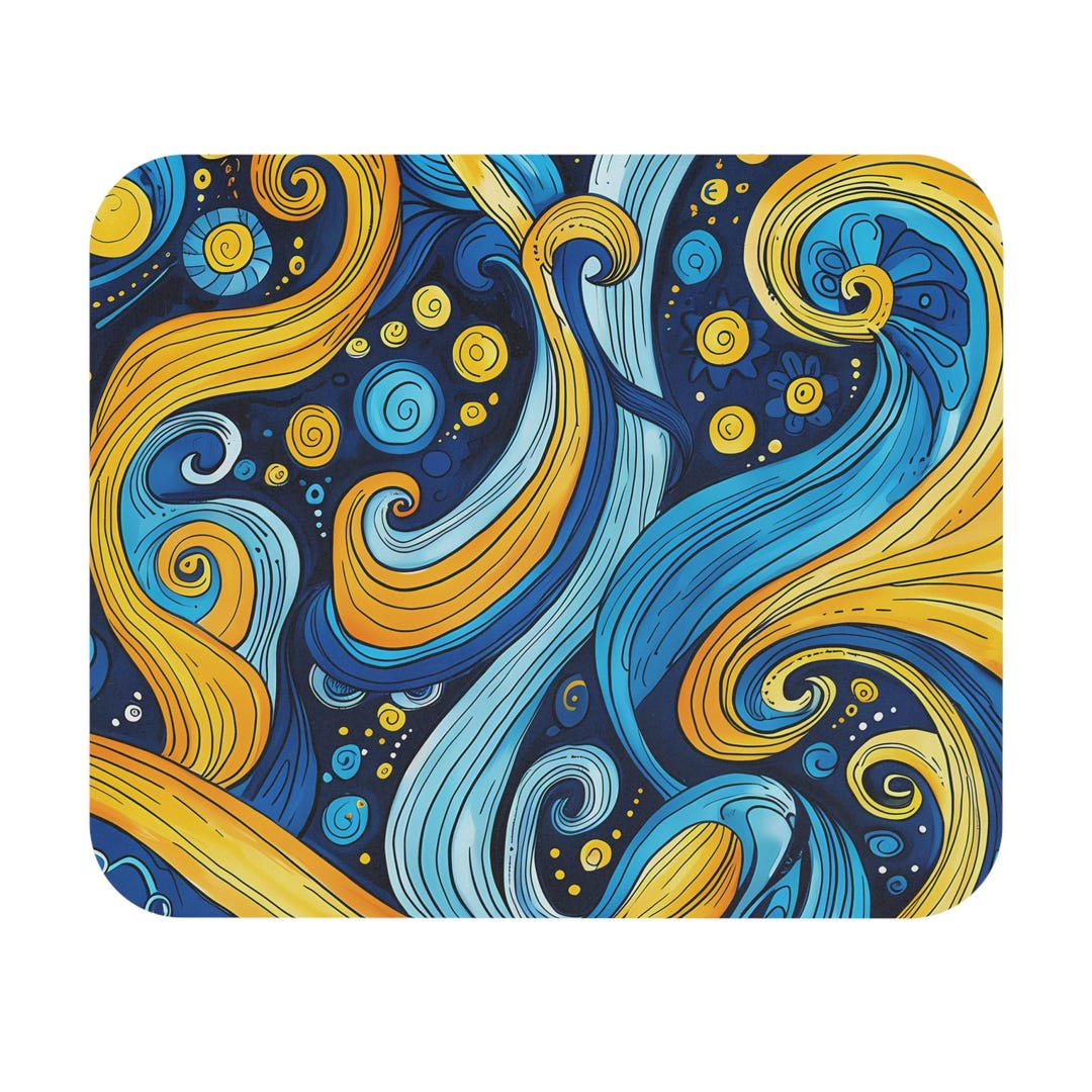 Blue and Yellow Swirly Mouse Pad, Swirly Doodles Mouse Pad, Back to ...