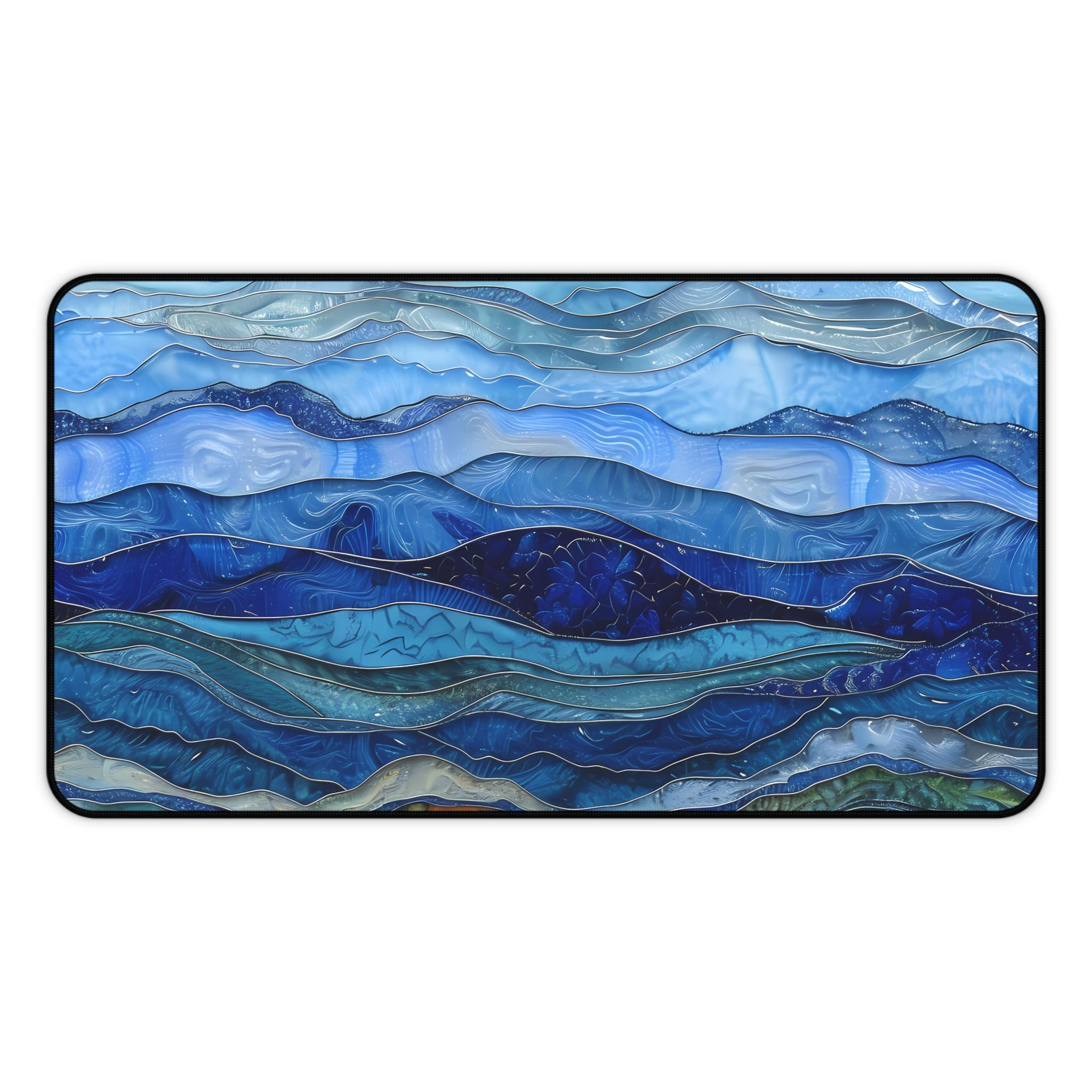 Blue Ocean Waves Desk Mat Blue Glass Waves Print Desk Mat Artsy Blue ...