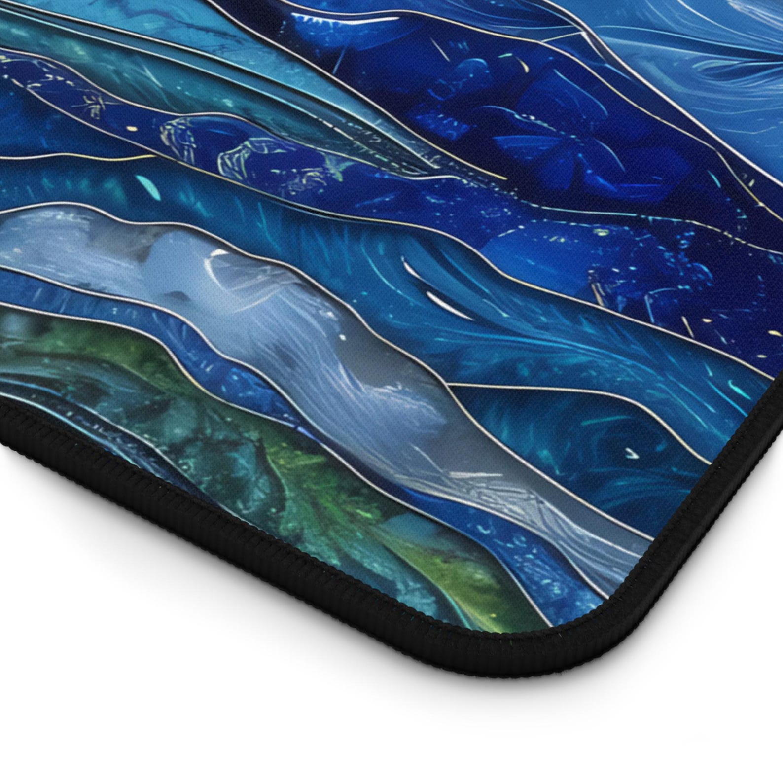 Blue Ocean Waves Desk Mat Blue Glass Waves Print Desk Mat Artsy Blue ...