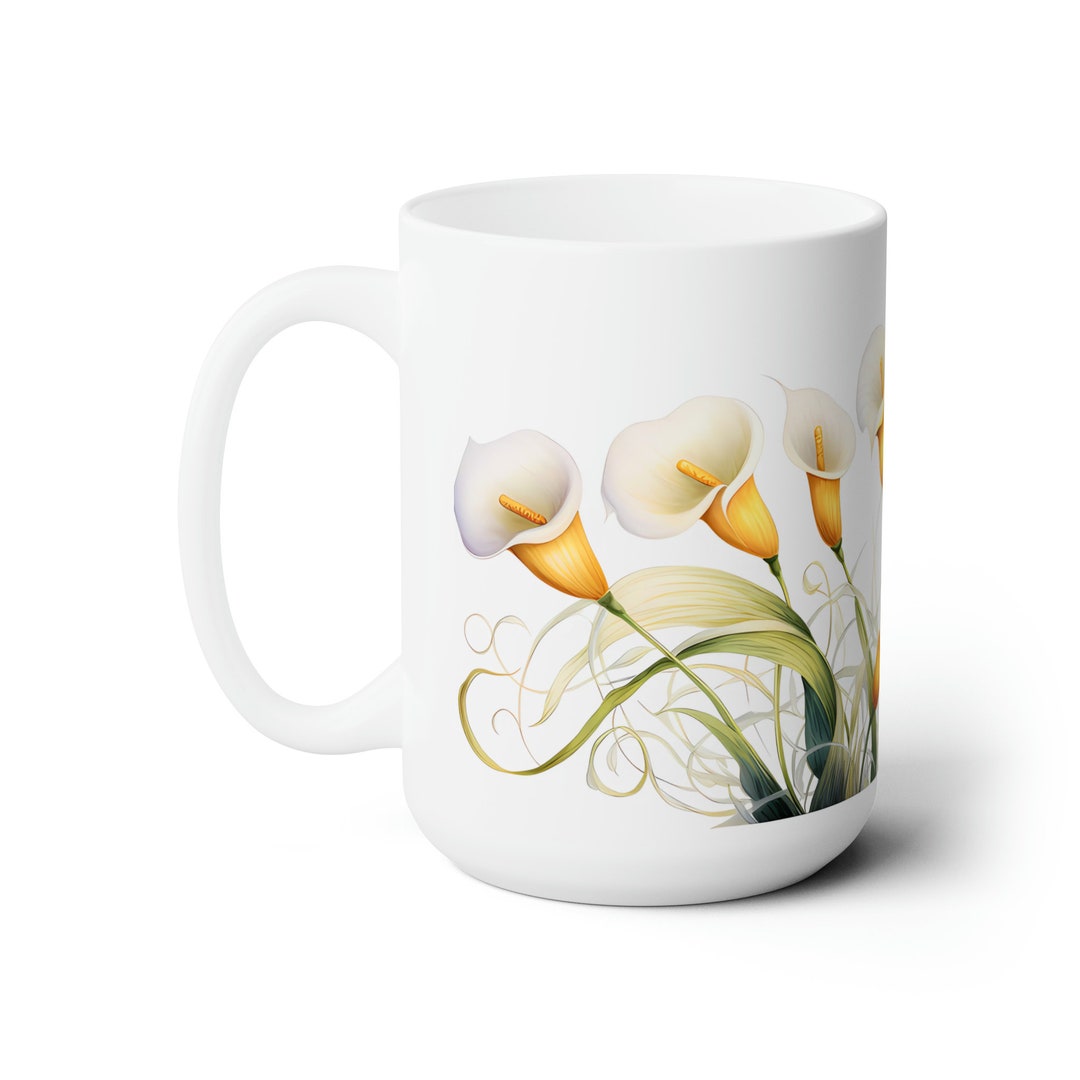 Calla Lily Ceramic Mug 15oz Calla Lily Coffee Mug Calla Lily Mug Floral ...