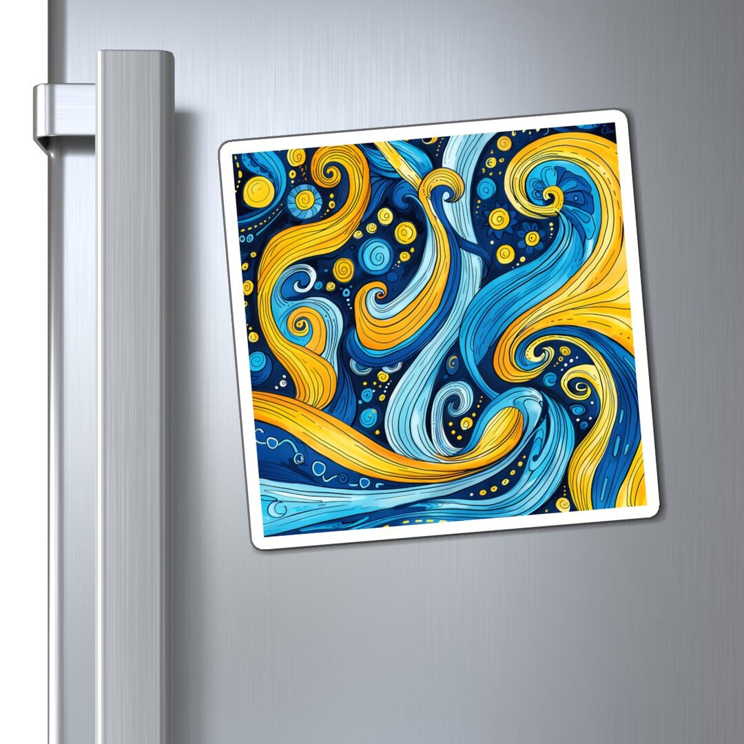 Blue and Yellow Swirly Magnet Blue and Yellow Kitchen Blue and Yellow ...