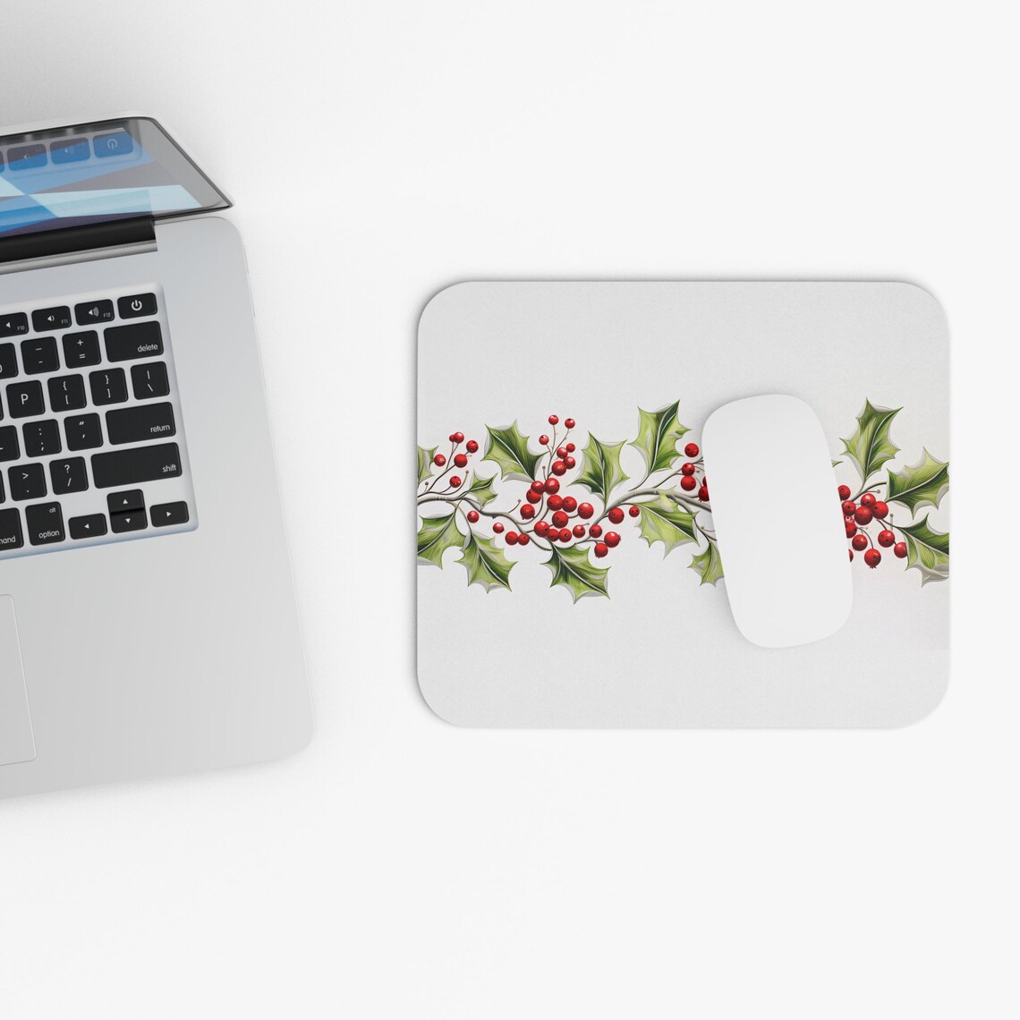 Holly Mouse Pad (rectangle) Wintertime Mouse Pad Winter Mouse Pad ...