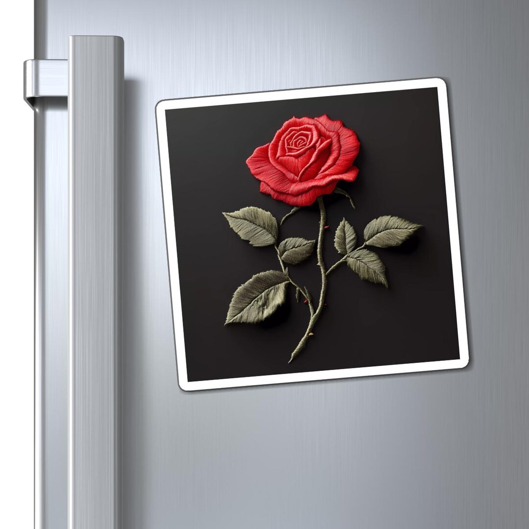 Red Rose Magnet Single Red Rose Magnet Rose Decor Romantic Rose Magnet ...