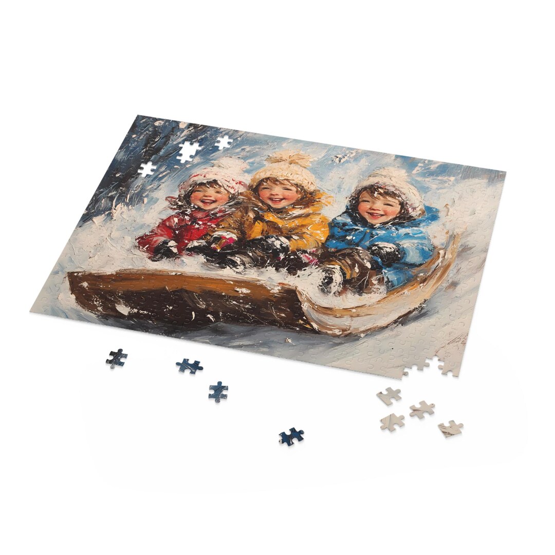 Kids Sledding Puzzle, 500 Piece Puzzle, Sledding in the Snow Puzzle ...