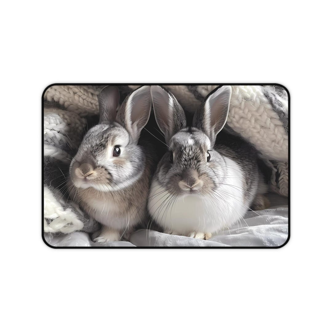 Snuggle Bunnies Desk Mat Bunny Rabbit Desk Mat for Bunny Lover Gift for ...