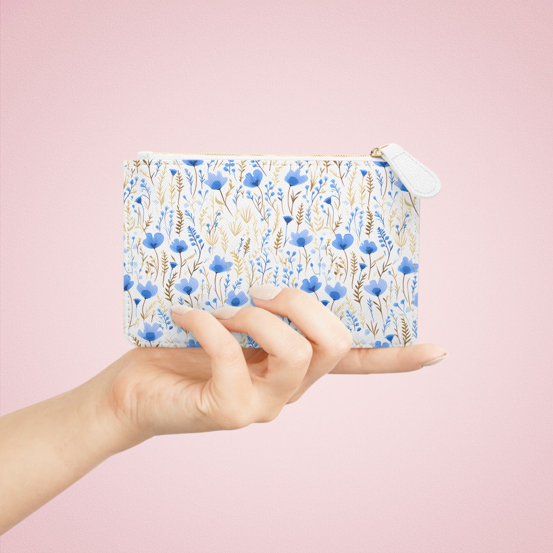 Cerulean Blue Wildflower Mini Clutch Bag Blue Floral Mini Clutch Bag ...
