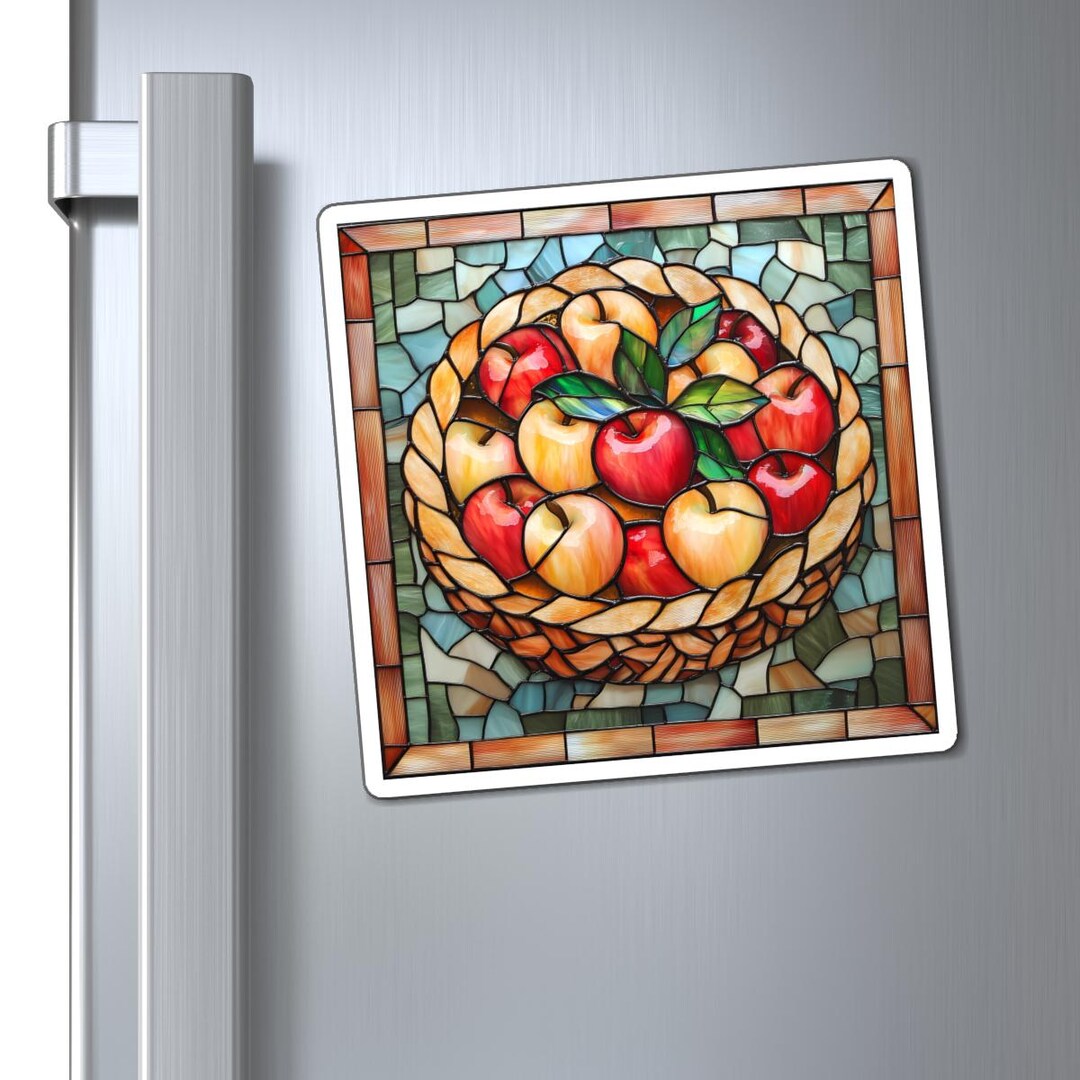 Basket of Apples Magnet Art Glass Print Magnet Autumn Magnet Fall ...