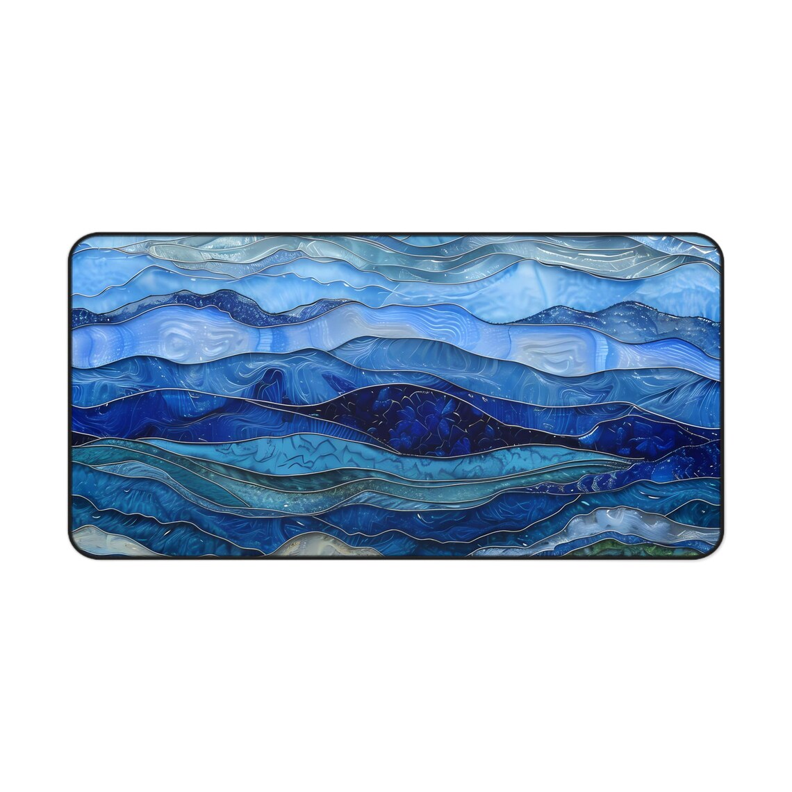 Blue Ocean Waves Desk Mat Blue Glass Waves Print Desk Mat Artsy Blue ...