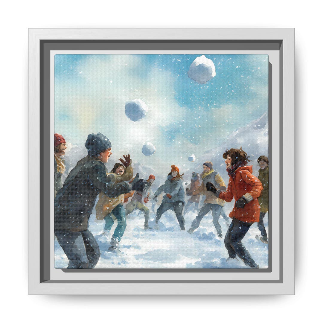 Snowball Fight Wall Art, Framed (black, Espresso or White), 8" X 8 ...
