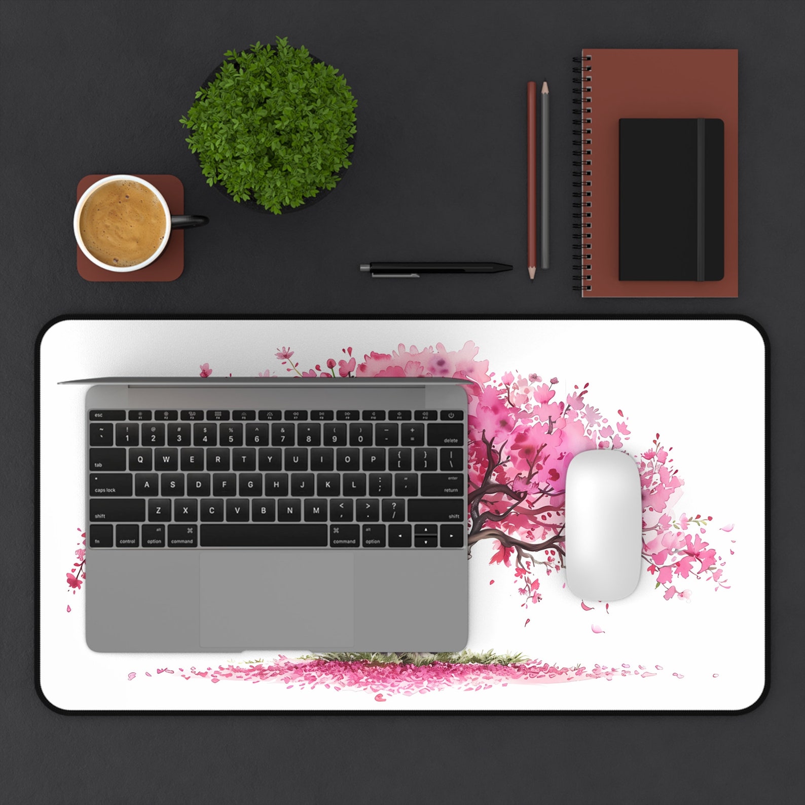 Cherry Blossom Watercolor Desk Mat Pink Magnolia Tree Desk Mat Cherry ...