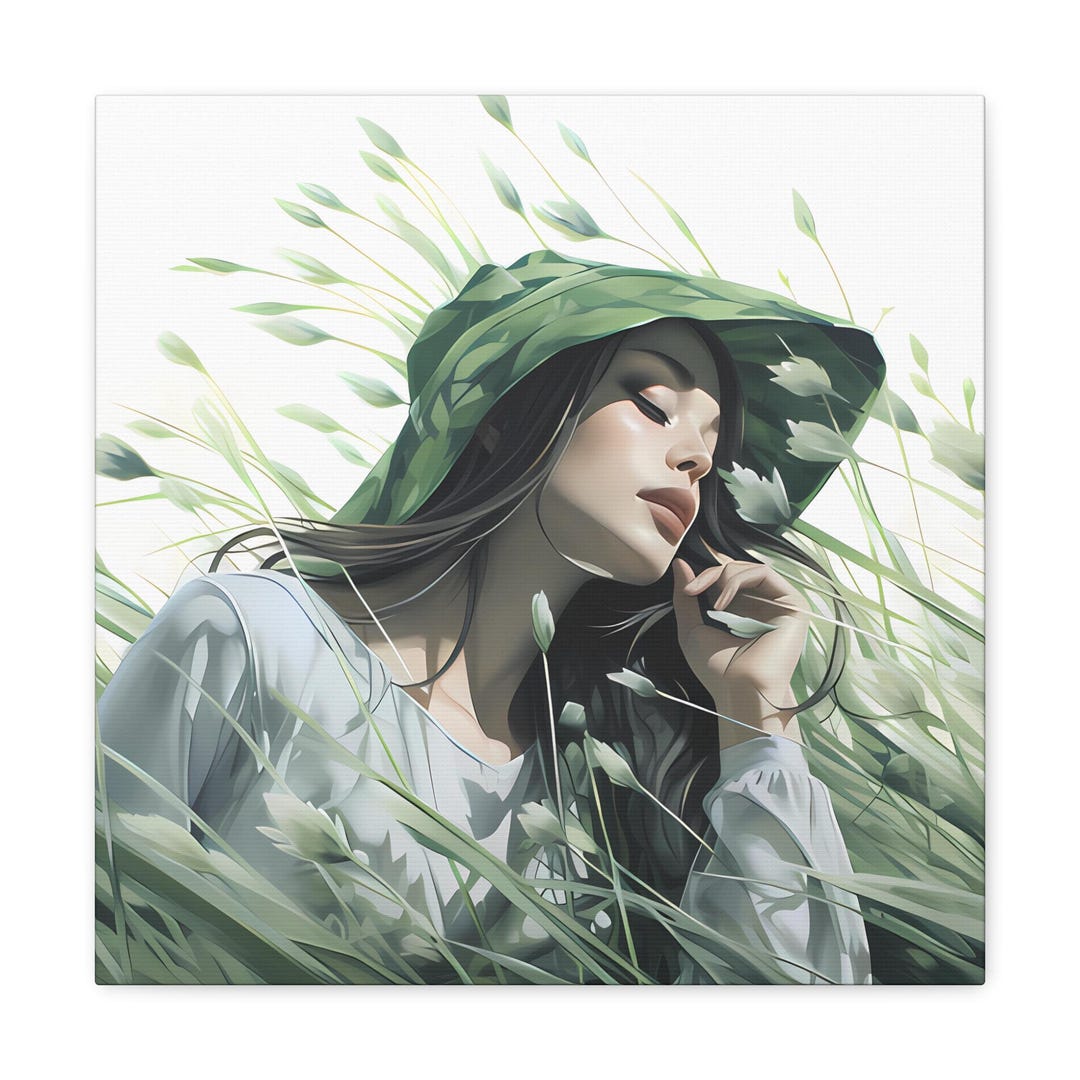 Young Woman in Shades of Green Canvas Art Shades of Green Art for Home ...
