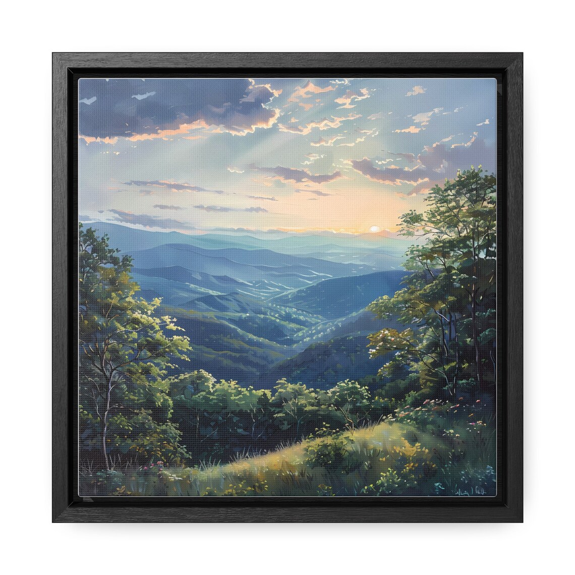 Blue Ridge Mountains Virginia Gallery Canvas Wraps Square Frame Blue ...
