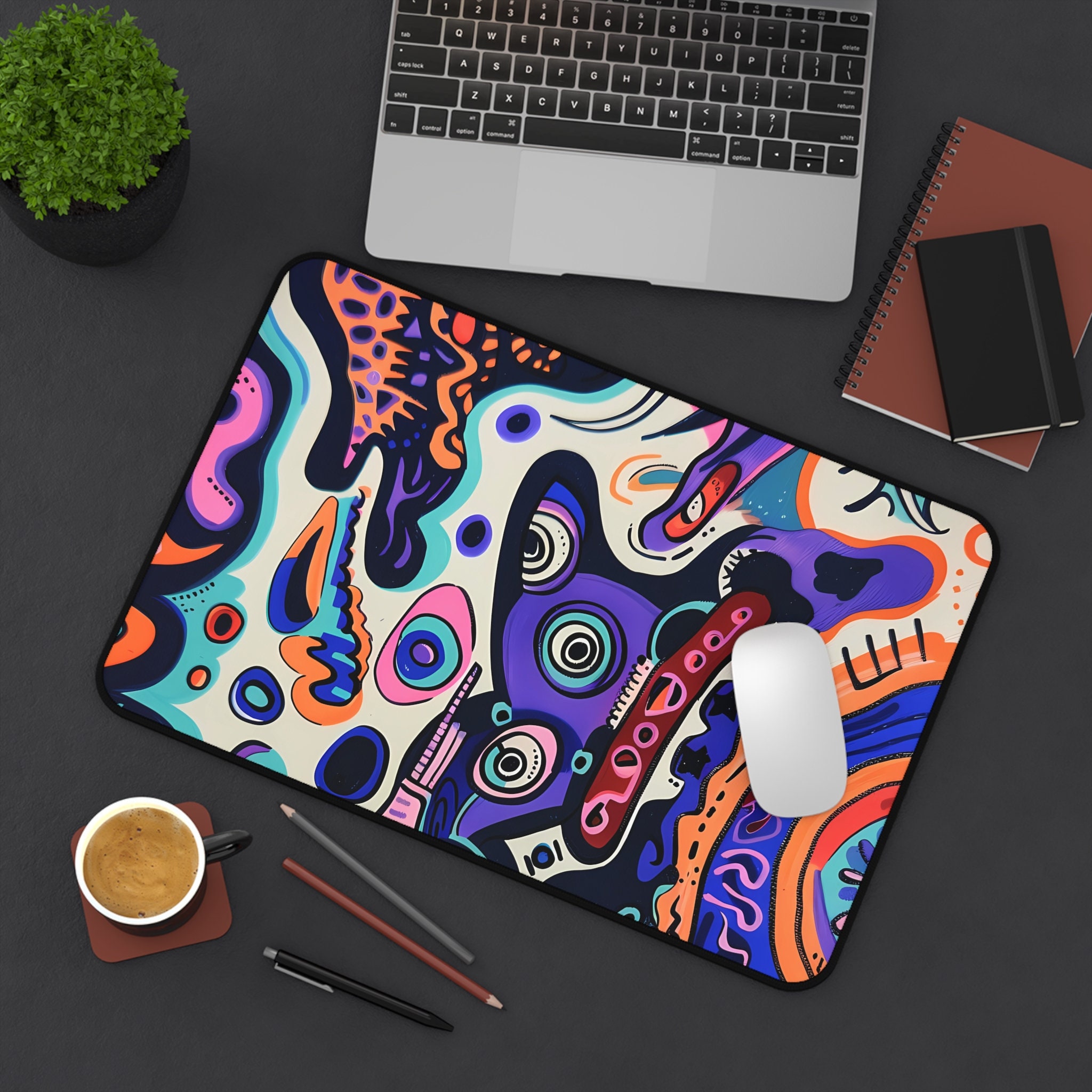 Doodle Art Desk Mat, 60's Art Desk Mat, Hippie Art - Etsy