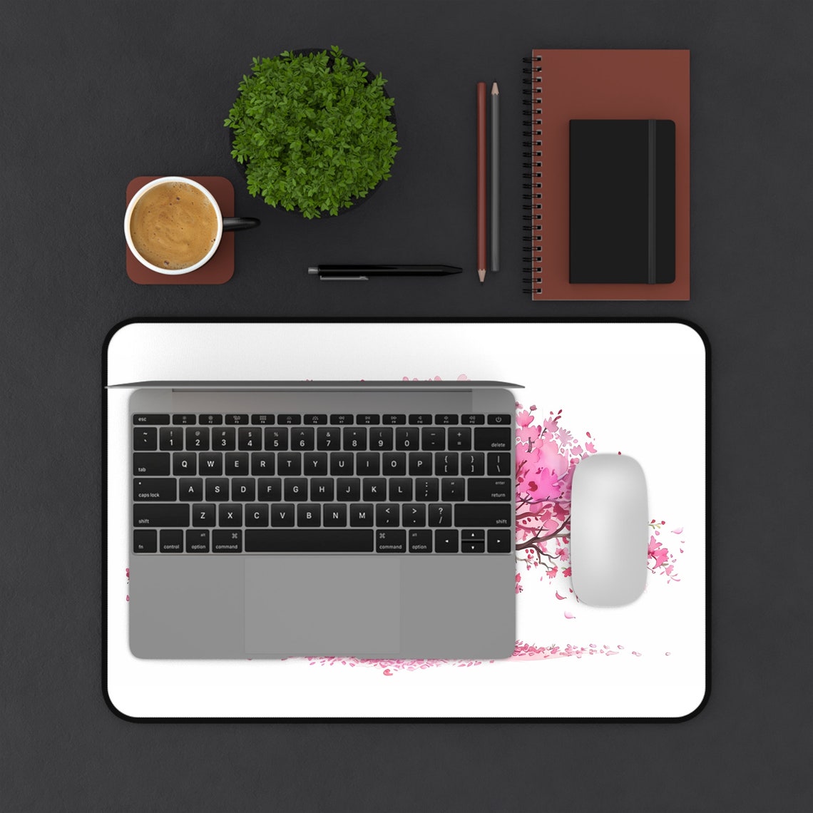 Cherry Blossom Watercolor Desk Mat Pink Magnolia Tree Desk Mat Cherry ...