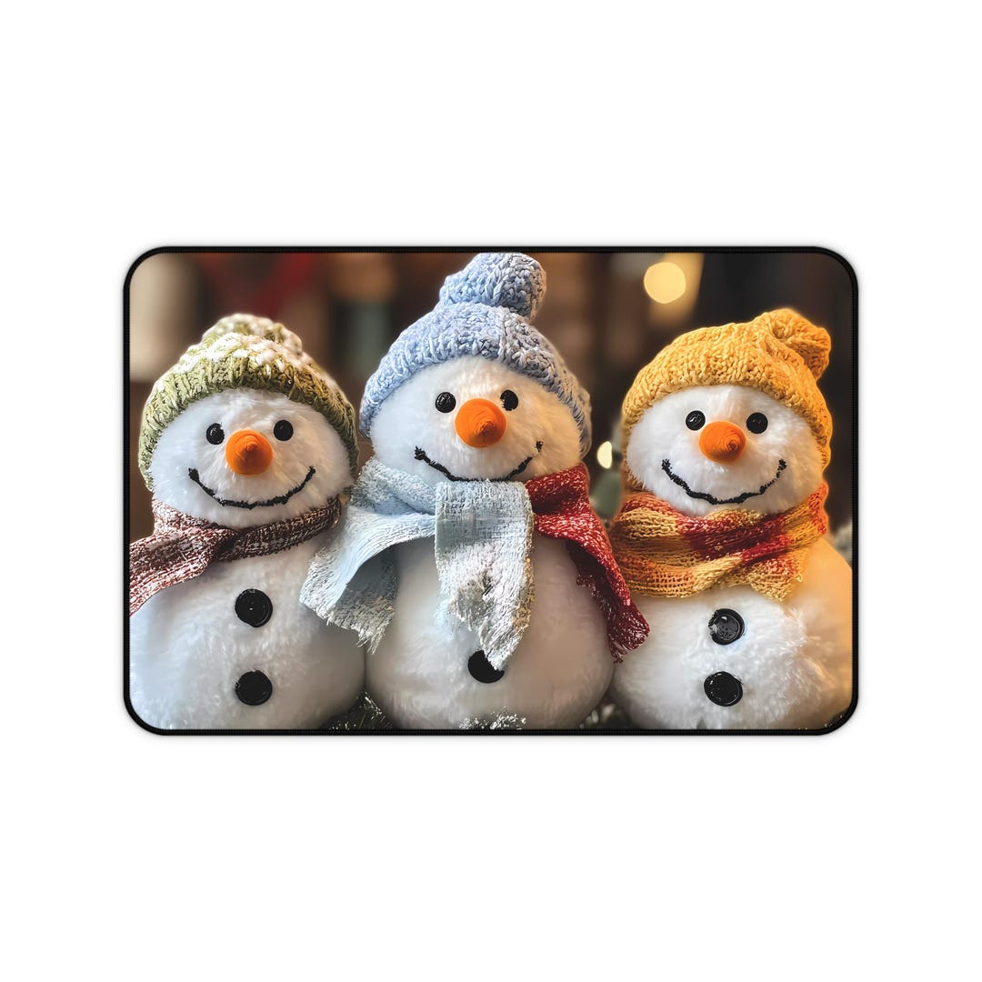 Snowmen Desk Mat, Snowmen Trio, Winter Snowmen, Desk Mat for Home ...