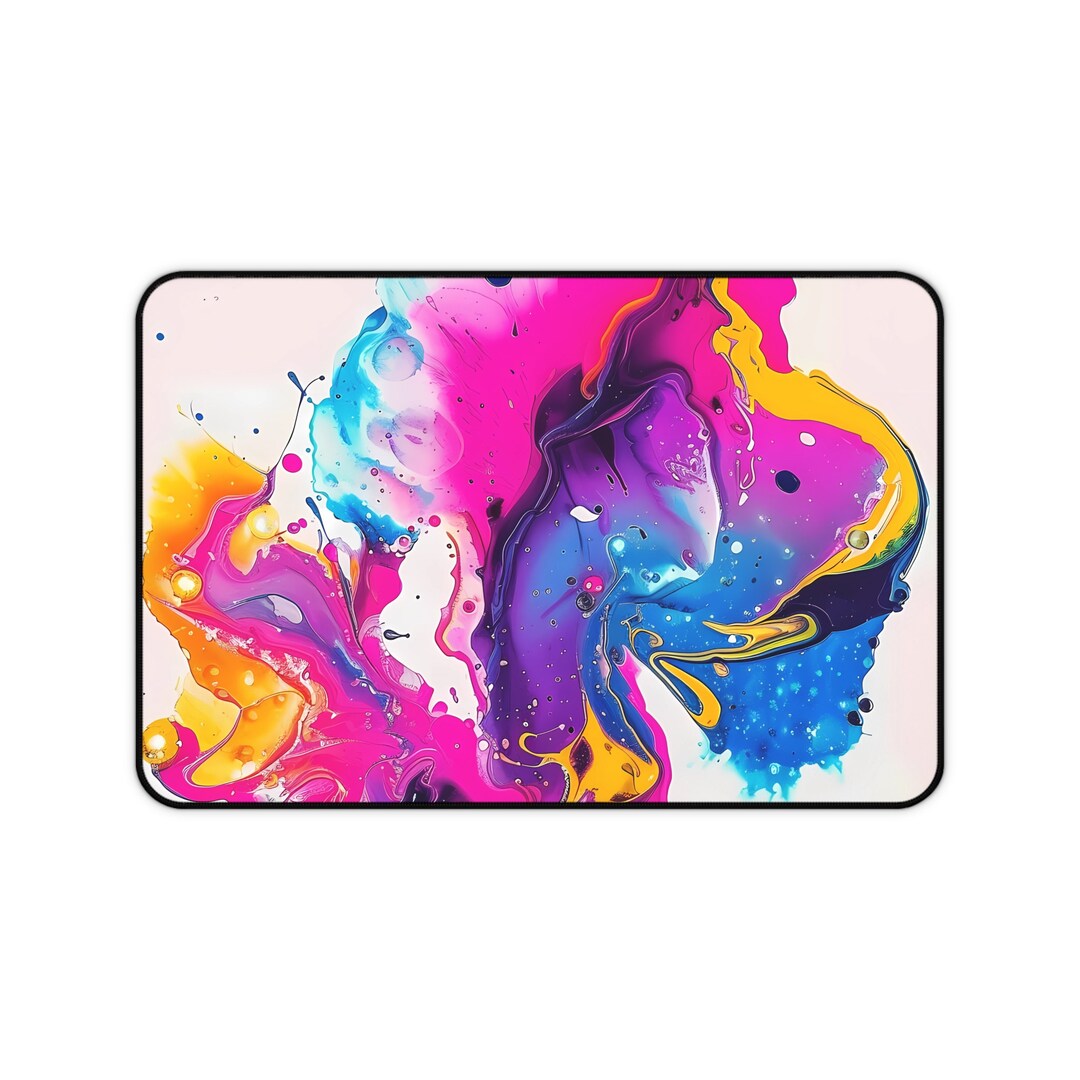 Bright Paint Splash Desk Mat Neon Paint Splash Bright Office Decor Bold ...