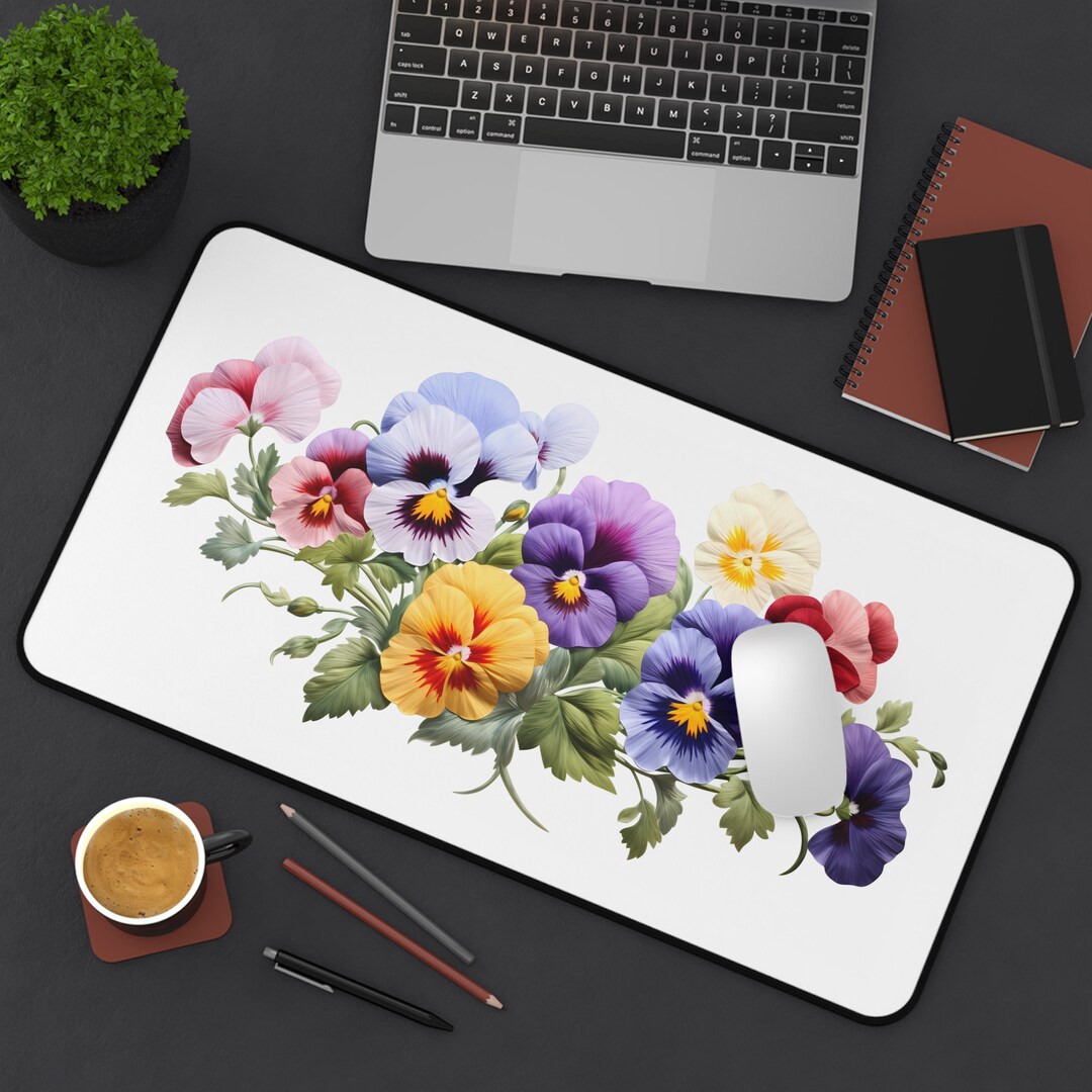 Pansy Desk Mat Pansy Floral Desk Mat Spring Flowers Desk Mat Springtime ...