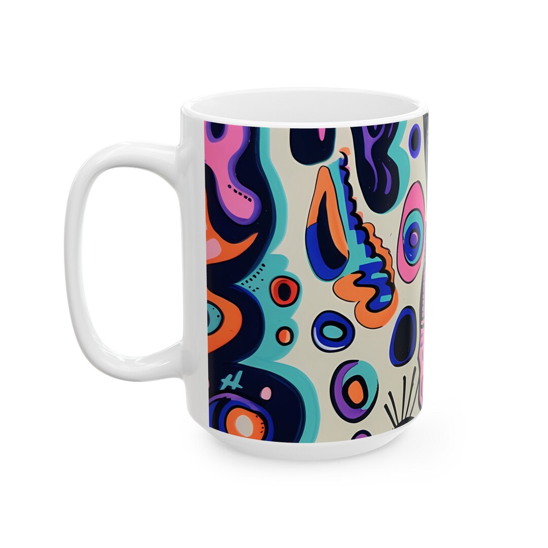 Colorful Doodle Art Ceramic Mug 15 Oz. Doodle Art Coffee Mug Doodle Mug ...