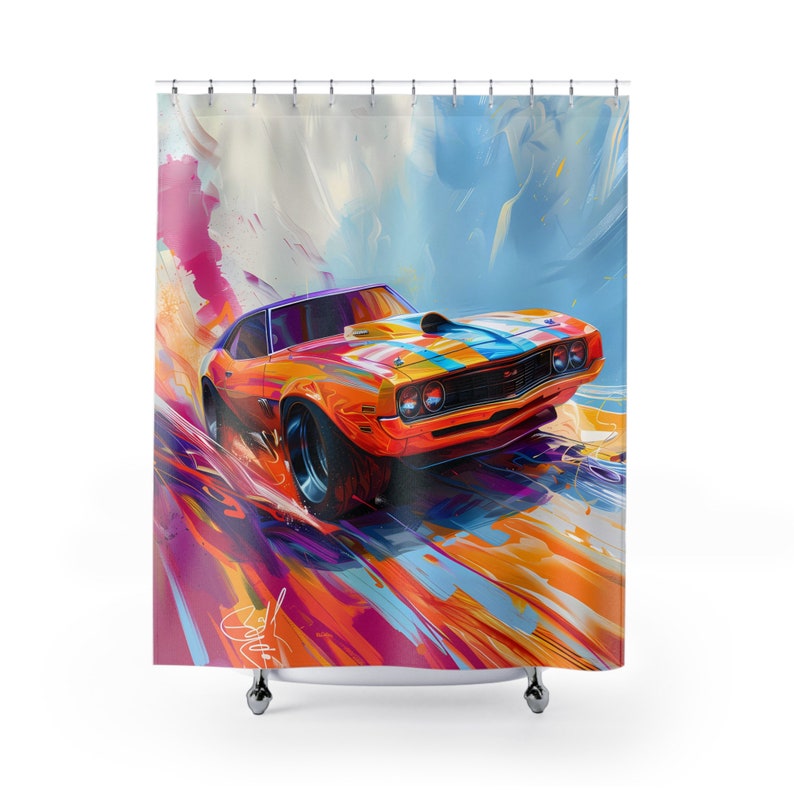 Toy Race Car Shower Curtain Sports Car Shower Curtain Car Lover Shower ...