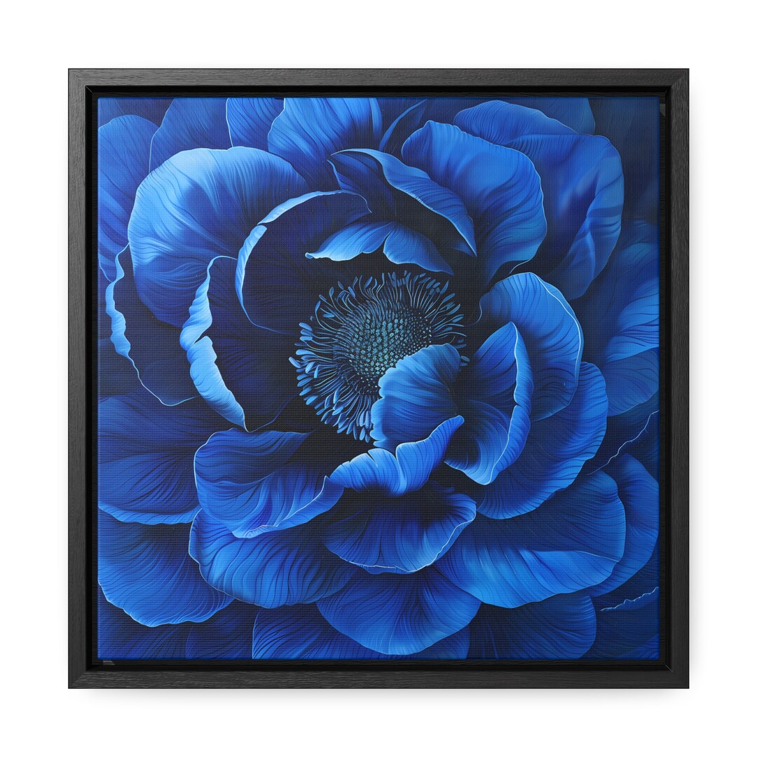 Royal Blue Flower Gallery Canvas Wraps Square Frame Royal Blue Floral ...